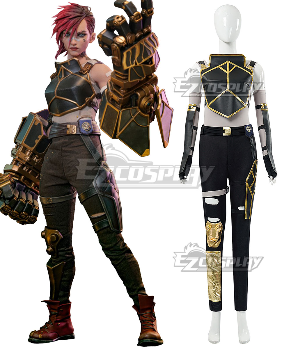 Arcane League of Legends LOL Vi Black Combat Suit Cosplay Costume
