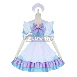 Blue and White Lolita Cute Cat Maid Dress Cosplay Costume - EMDS042Y