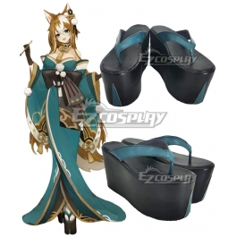 Genshin Impact Ms Hina Gorou Female Blue Green Cosplay Shoes