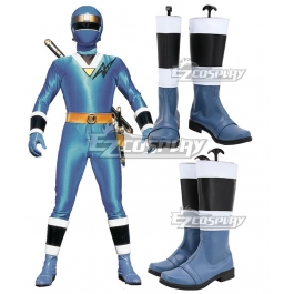 Power Rangers Ninja Sentai Kakuranger NinjaBlue Blue Shoes Cosplay Boots
