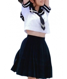 Blue Short Sleeves School Uniform Cosplay Costume