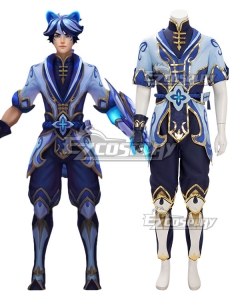 League of Legends LOL Porcelain Protector Ezreal Blue Cosplay Wig