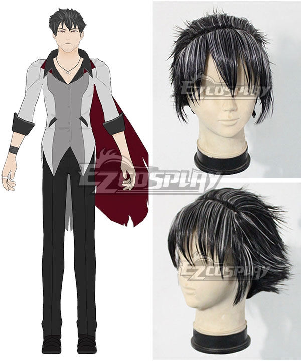 RWBY Qrow Branwen Black White Cosplay Wig