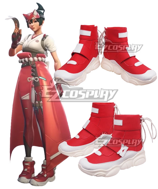 Overwatch2 OW2 Kiriko New Skin New Characters Red Cosplay Shoes