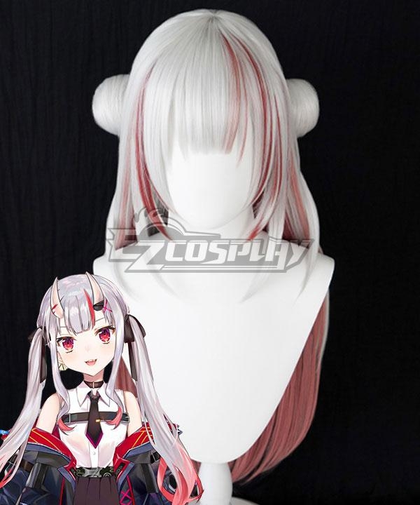 Hololive YouTube VTuber Nakiri Ayame Silver Grey Pink Cosplay Wig B Edition