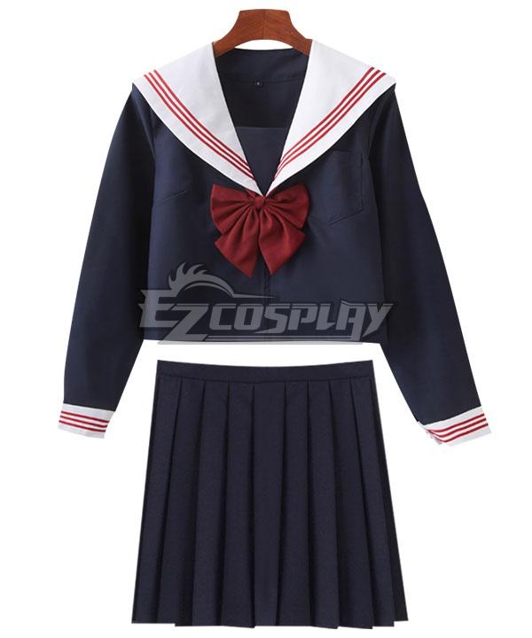 Deep Blue Long Sleeves School Uniform Cosplay Costume ESU009Y