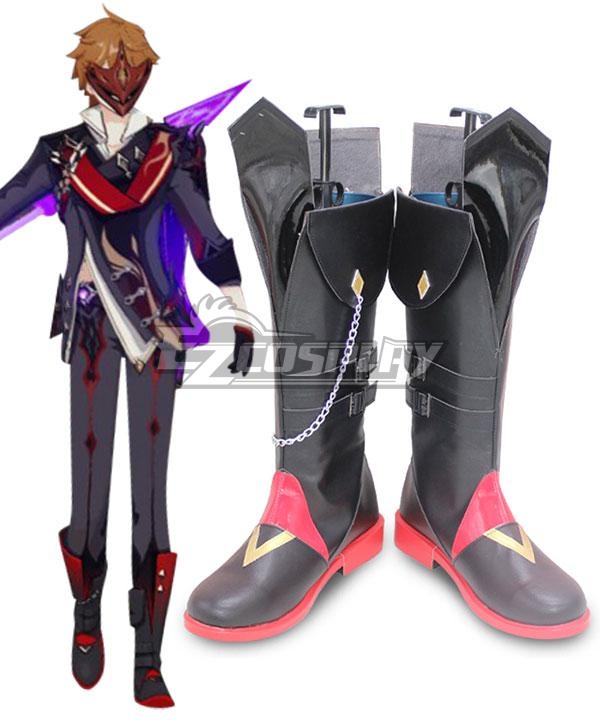 Genshin Impact Childe Tartaglia Delusion Unleashed Black Red Shoes ...