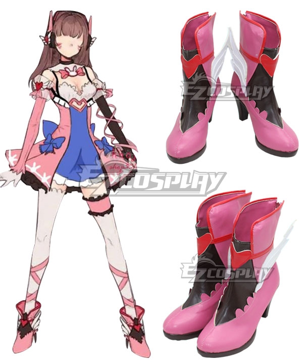 Overwatch OW D.Va DVa Hana Song Pink Shoes Cosplay Boots