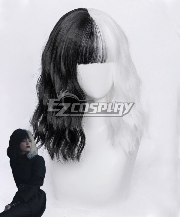 Disney Movie Cruella de Vil Black Silver Cosplay Wig C Edition