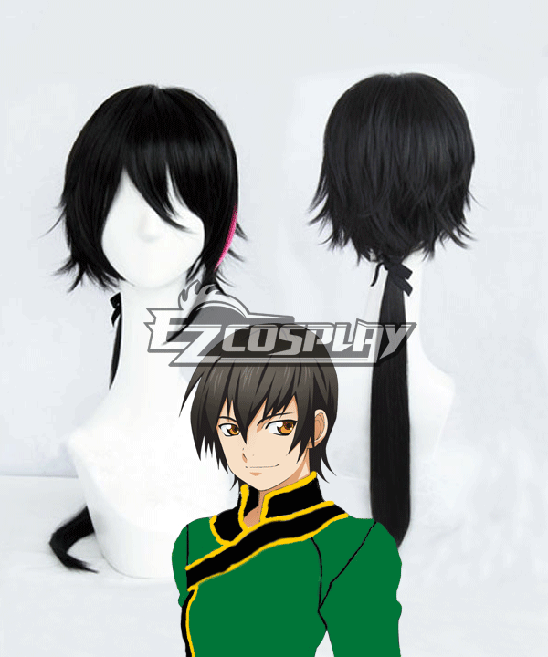 RWBY Beacon Academy Team JNPR Lie Ren Long Black Ponytail Cosplay Wig