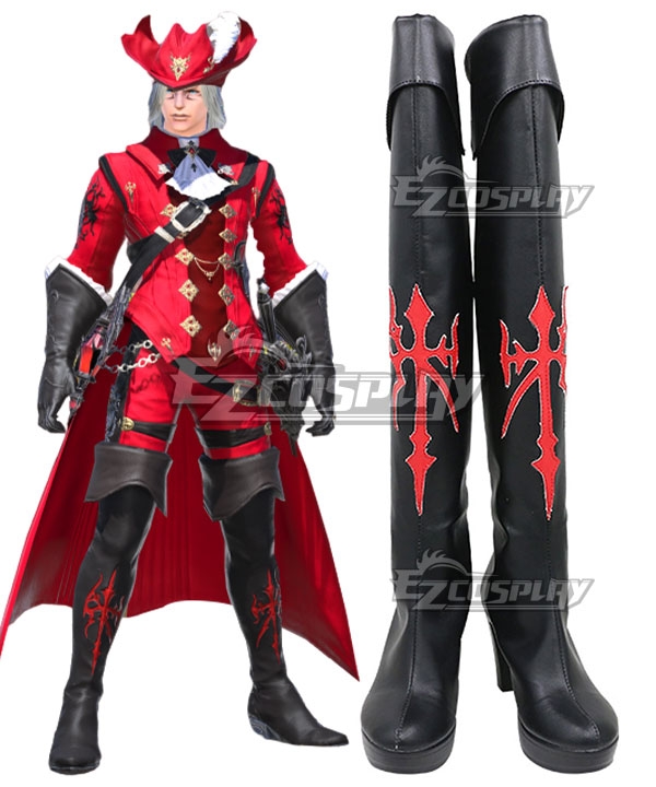Final Fantas yXIV ff14 X'hrun Tia Black Cosplay Boots