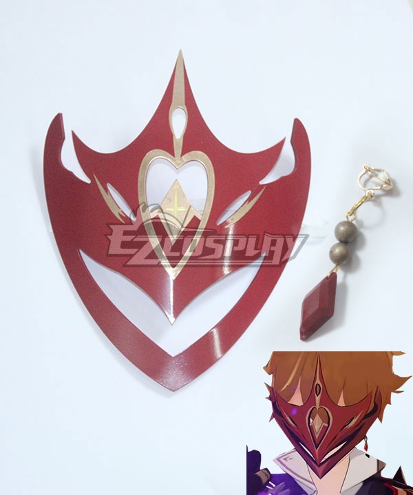 Genshin Impact Childe Tartaglia Mask and Earrings Cosplay Accessory Prop