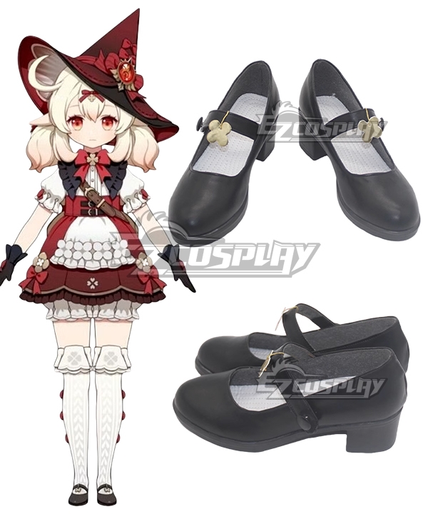 Genshin Impact Klee New Skin Black Cosplay Shoes