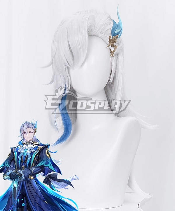 Genshin Impact Navilette Neuvillette Silver Cosplay Wig