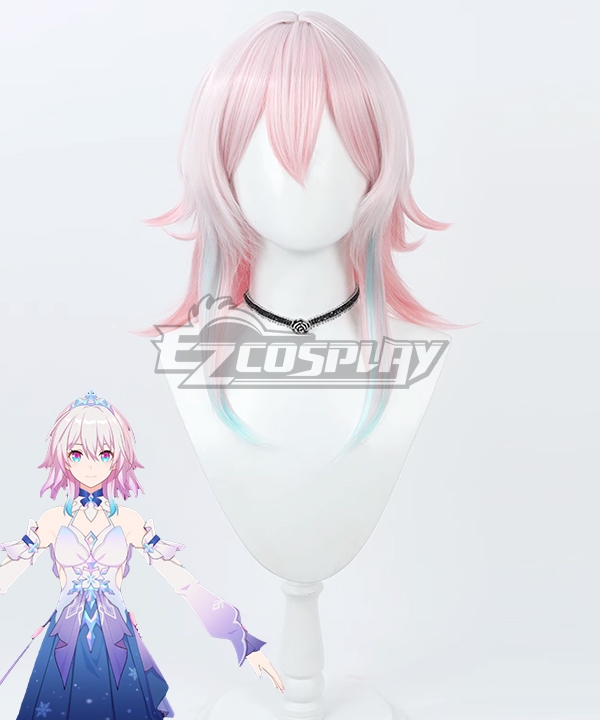 Honkai: Star Rail March 7th New Skin Pink Blue Cosplay Wig