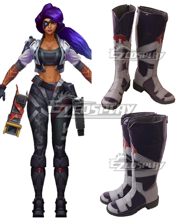 League Of Legends LOL Psyops Samira Black Shoes Cosplay Boots