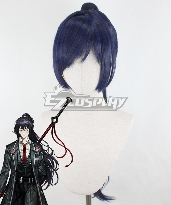 Limbus Company Hong Lu Black Blue Cosplay Wig