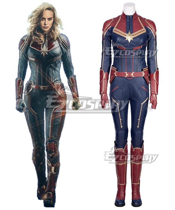 Marvel 2019 Movie Captain Marvel Carol Danvers Printed Cosplay Costume ...