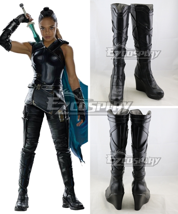 Marvel Thor 3 Ragnarok Trailer Valkyrie Black Shoes Cosplay Boots