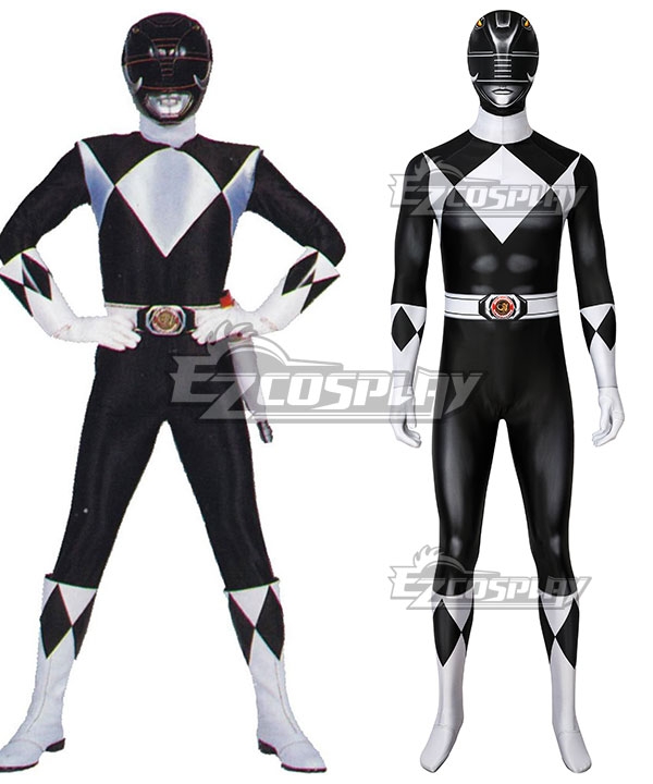 Mighty Morphin Power Rangers Black Ranger Zentai Jumpsuit Cosplay Costume