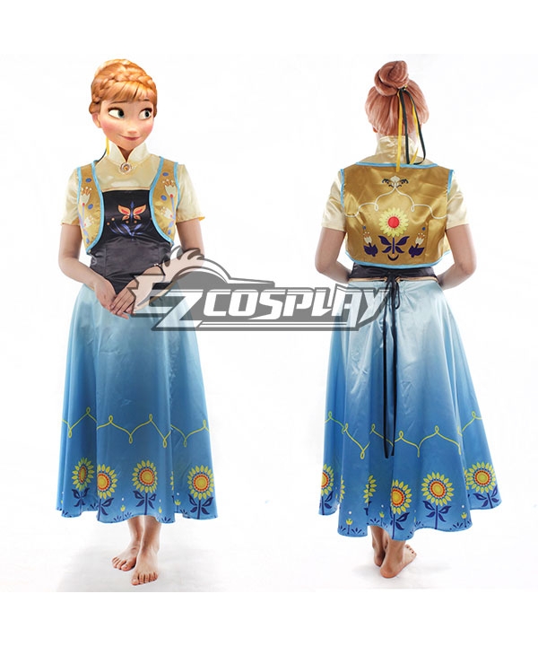 Frozen Fever Anna Princess Birthday Party Dress Cosplay Costume - B Edition