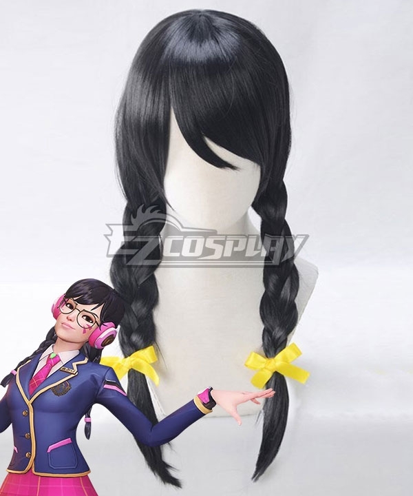 Overwatch OW Dva Hana Song Academy D․Va Black Cosplay Wig
