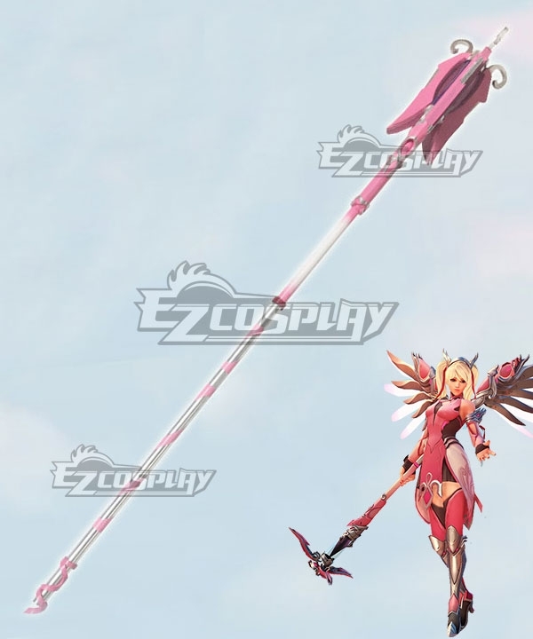 Overwatch OW Pink Mercy Charity Skin Mercy Angela Ziegler Staff Cosplay ...