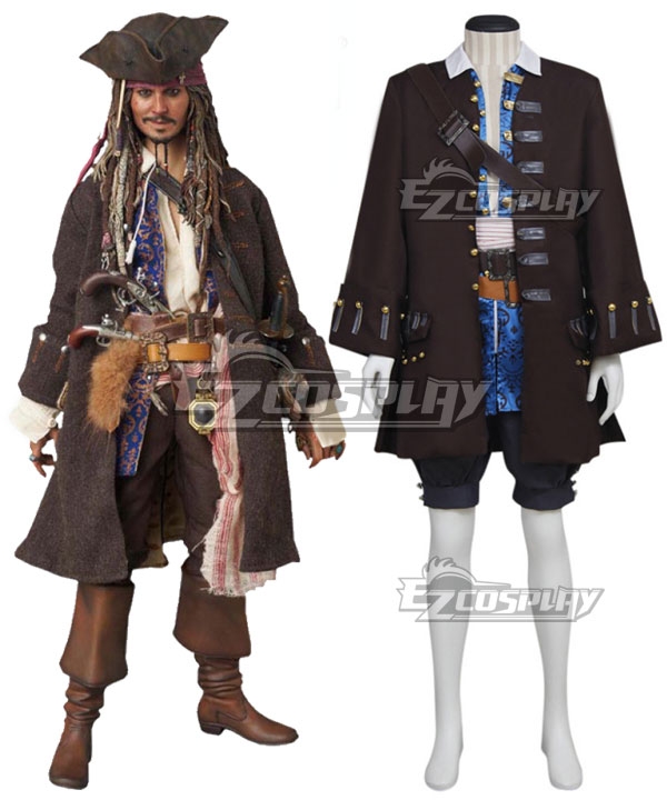 Pirates of the Caribbean Captain Jack Sparrow Cosplay Costume - New Edition