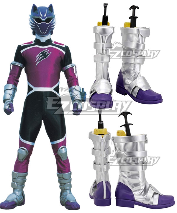 Power Rangers Jungle Fury Jungle Fury Wolf Ranger Purple Cosplay Shoes
