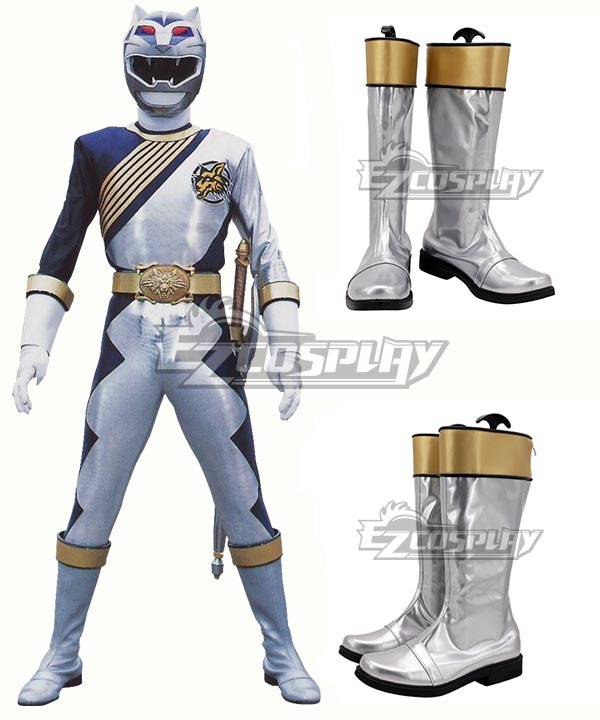 Power Rangers Wild Force Lunar Wild Force Ranger White Shoes Cosplay Boots
