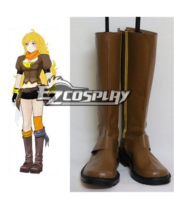 RWBY Yellow Yang Xiao Long Flat Brown Shoes Cosplay Boots