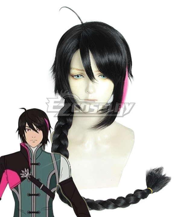 RWBY Volume 7 Lie Ren Black Purple Cosplay Wig