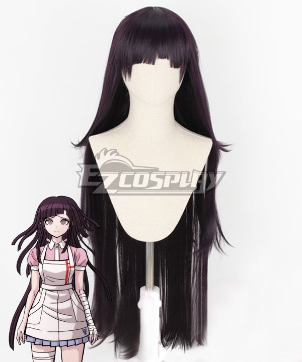 Super Danganronpa Dangan Ronpa 2 Mikan Tsumiki Black Purple Cosplay Wig