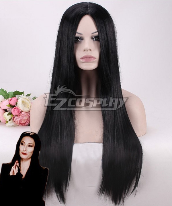 The Addams Family Morticia Addams Black Cosplay Wig