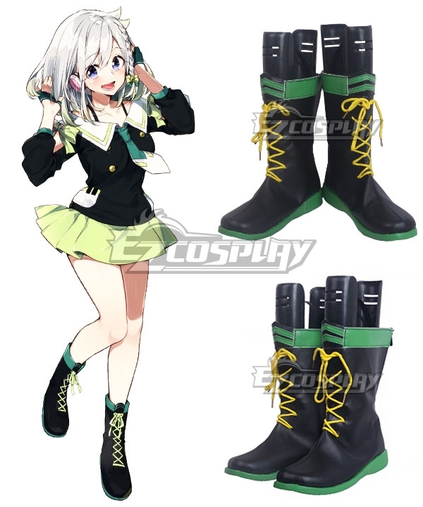 YouTuber Vtuber YuNi Black Green Shoes Cosplay Boots